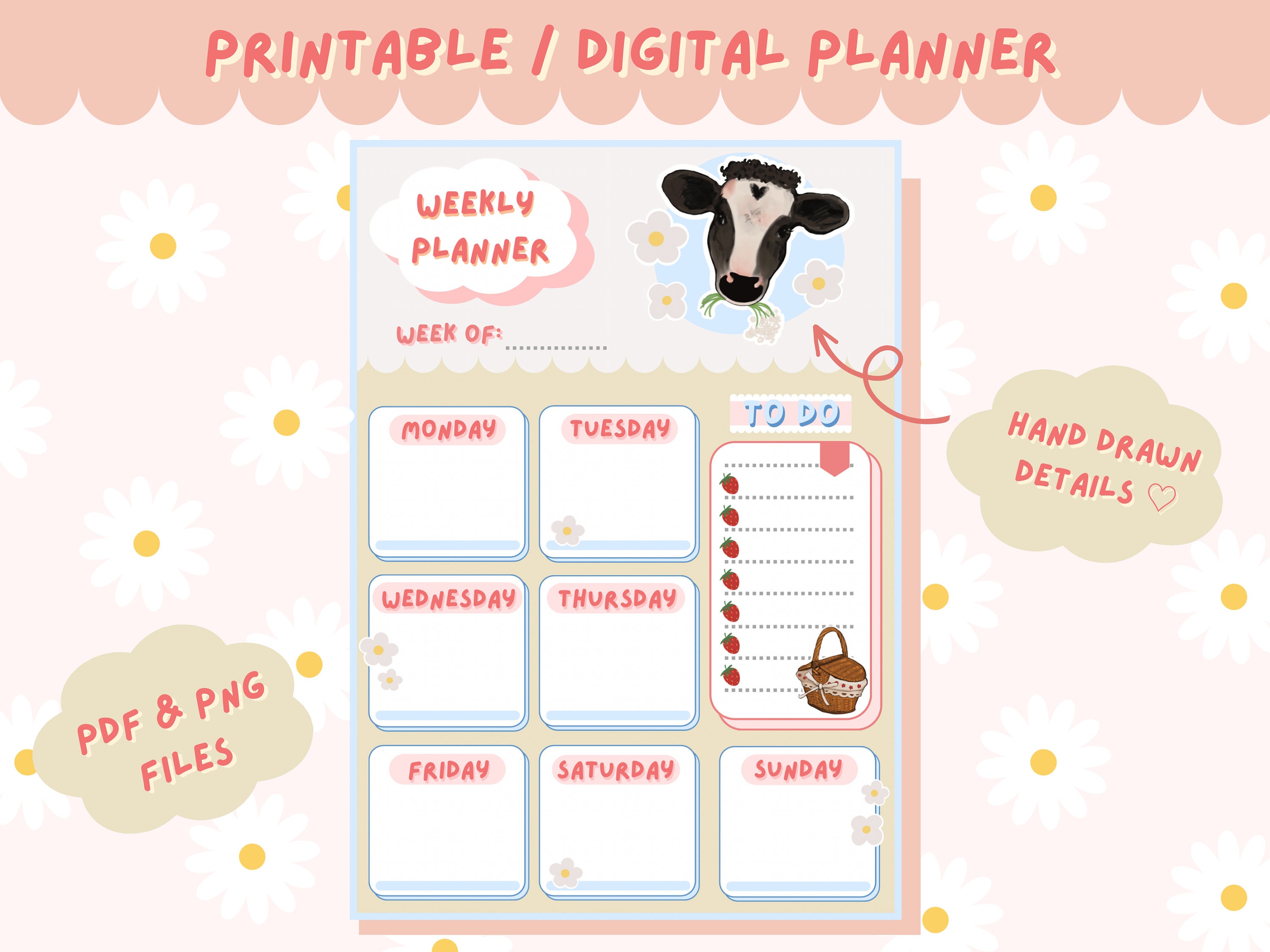 Cute Weekly Planner | Printable Planner | Instant Digital Download ...