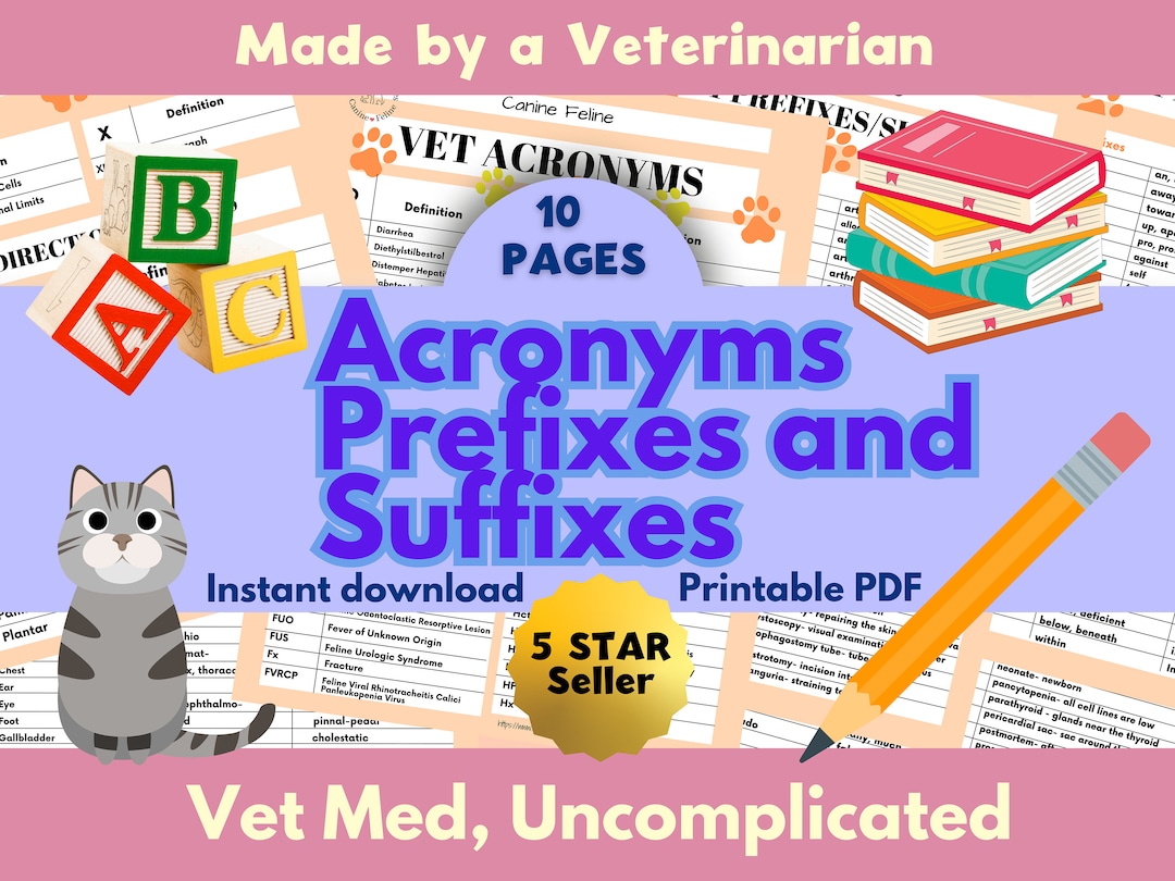 Vet Med Acronym Suffix Prefix Veterinary Cheat Sheet Vet Tech Notes ...