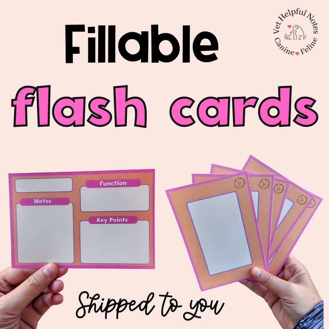Fillable Flash Card Template Fillable Flashcards Revision Study Aid ...