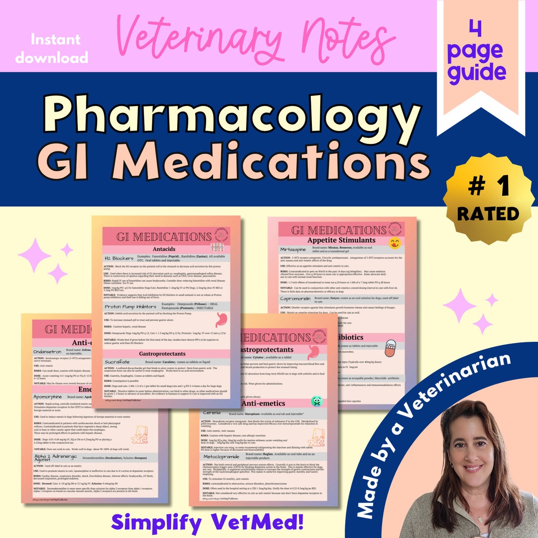 Veterinary GI Pharmacology, Vet GI Medications Guide - Etsy