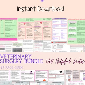 Veterinary Surgery Bundle Vet Tech Notes VTNE Prep - Etsy