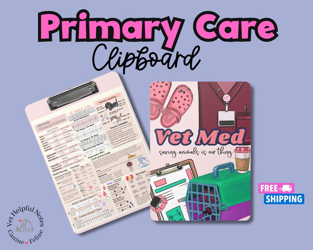 Veterinary GP Clipboard Vet Tech Cheat Sheets Vet Nurse Clipboard Vet ...