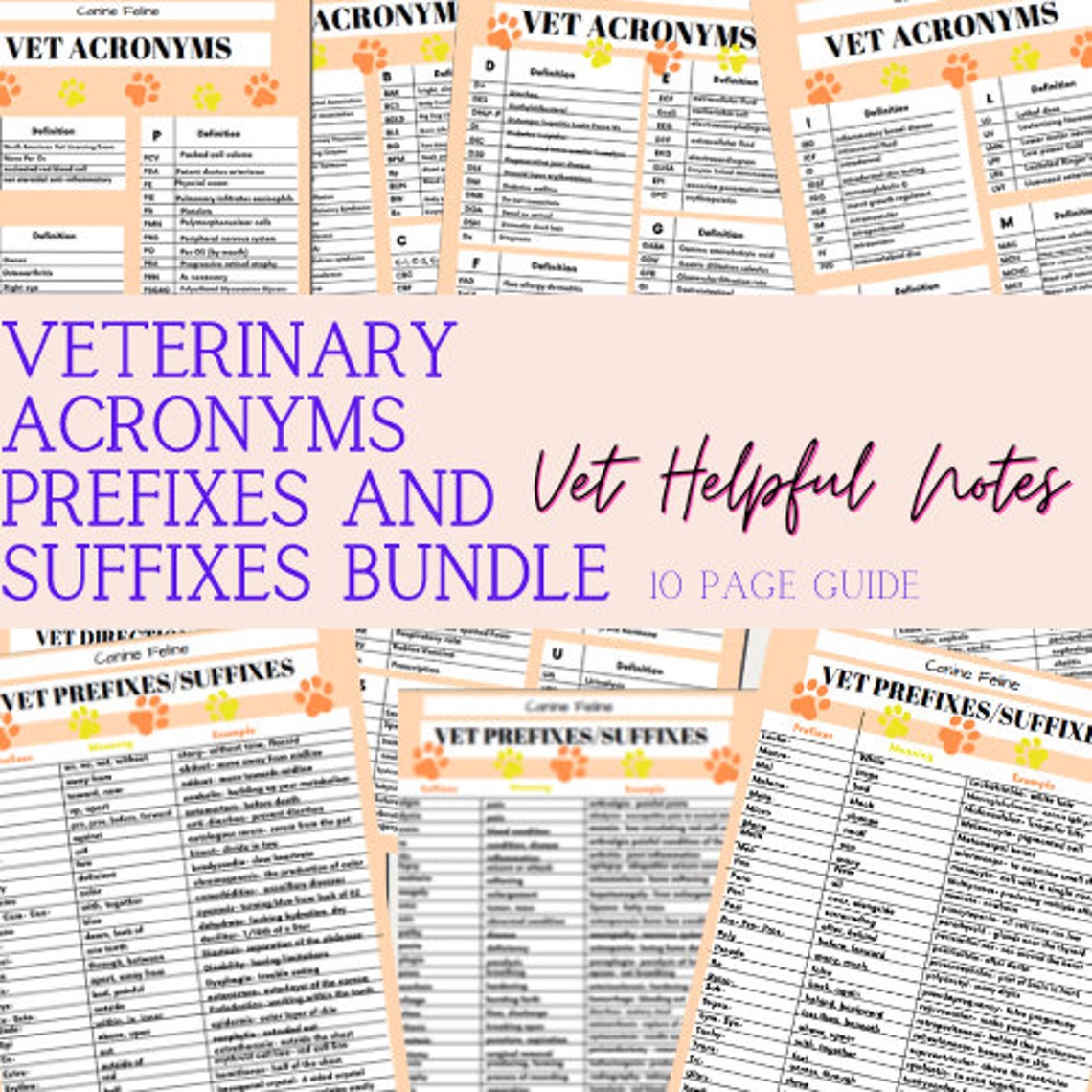 Vet Med Acronym Suffix Prefix Veterinary Cheat Sheet Vet Tech Notes ...