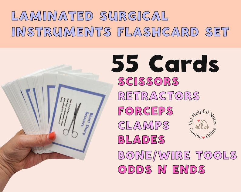Vet Flash Cards Surgery Veterinary Flashcards Surgical - Etsy
