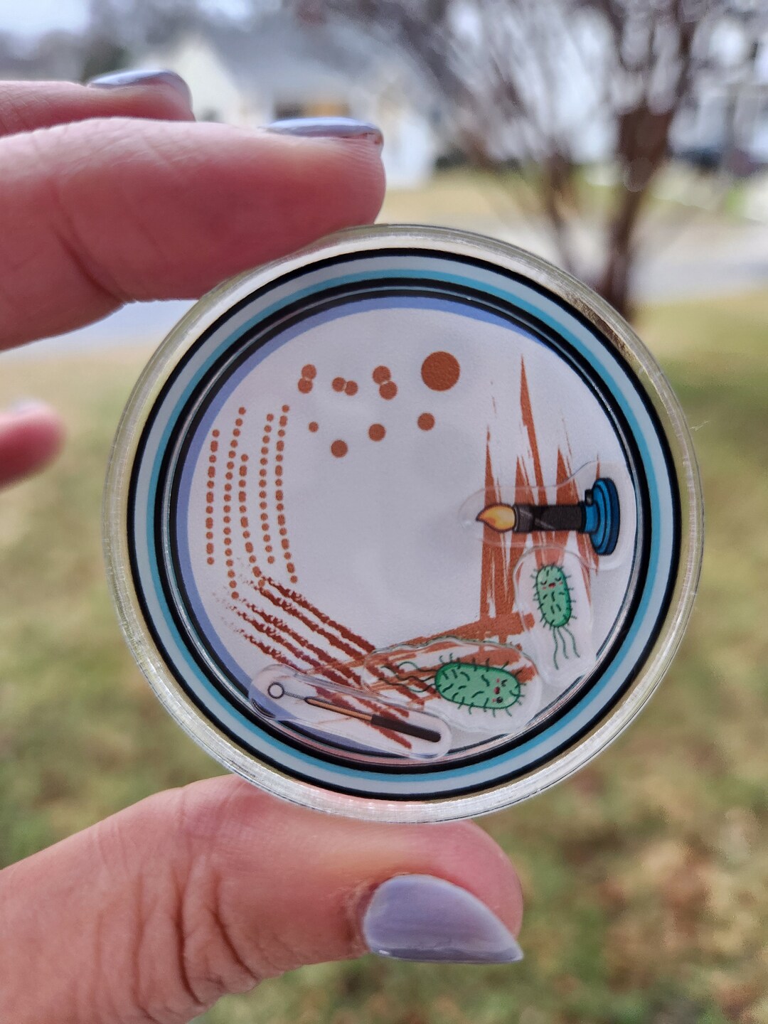 Agar Plate Badge Science Badge Ecoli Badge Culture Plate Badge Reel ...