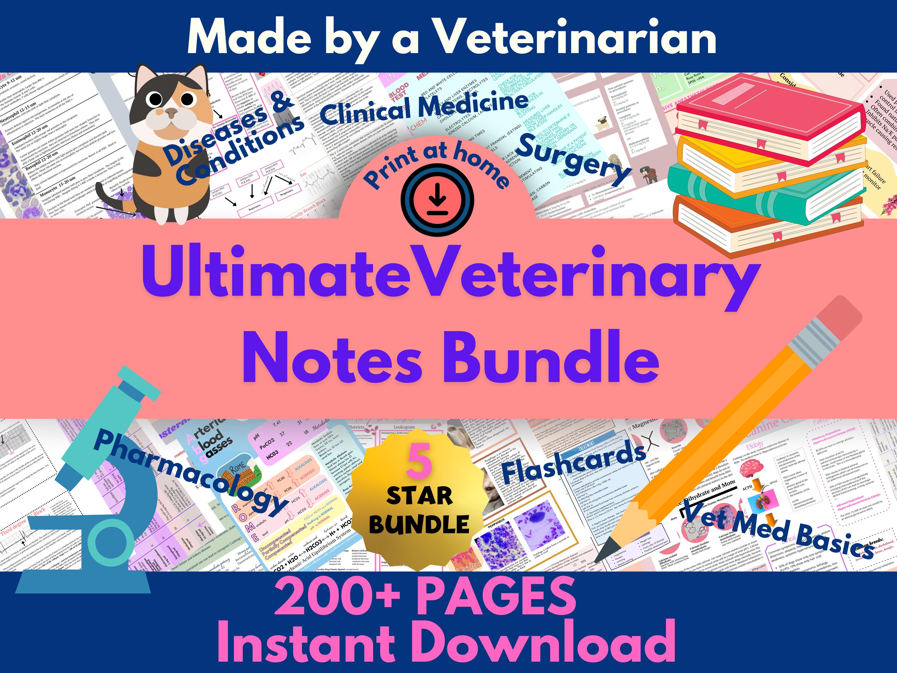 Ultimate Veterinary Notes Bundle BEST SELLING 244 Page Vet Tech Notes ...