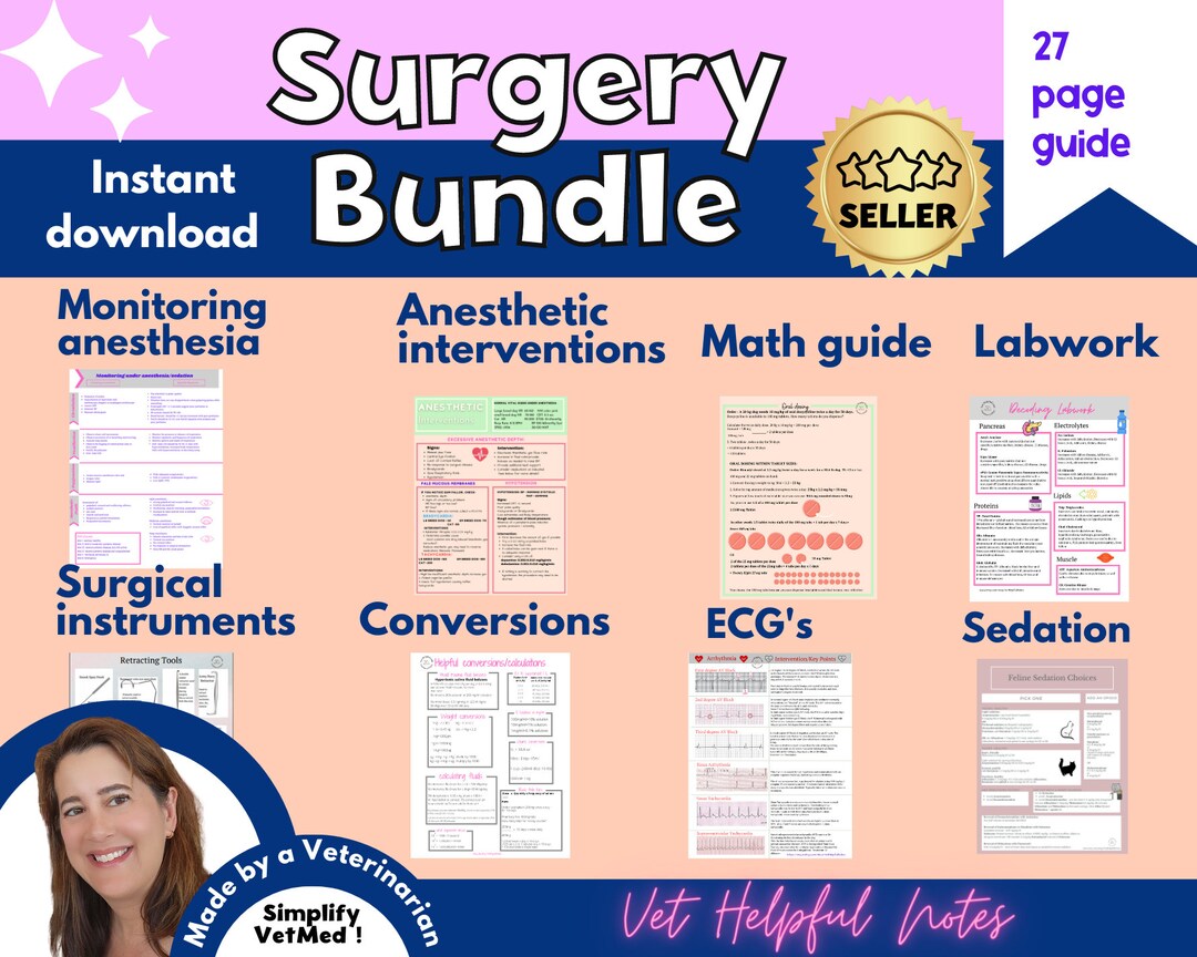 Veterinary Surgery Bundle Vet Tech Notes VTNE Prep - Etsy Canada