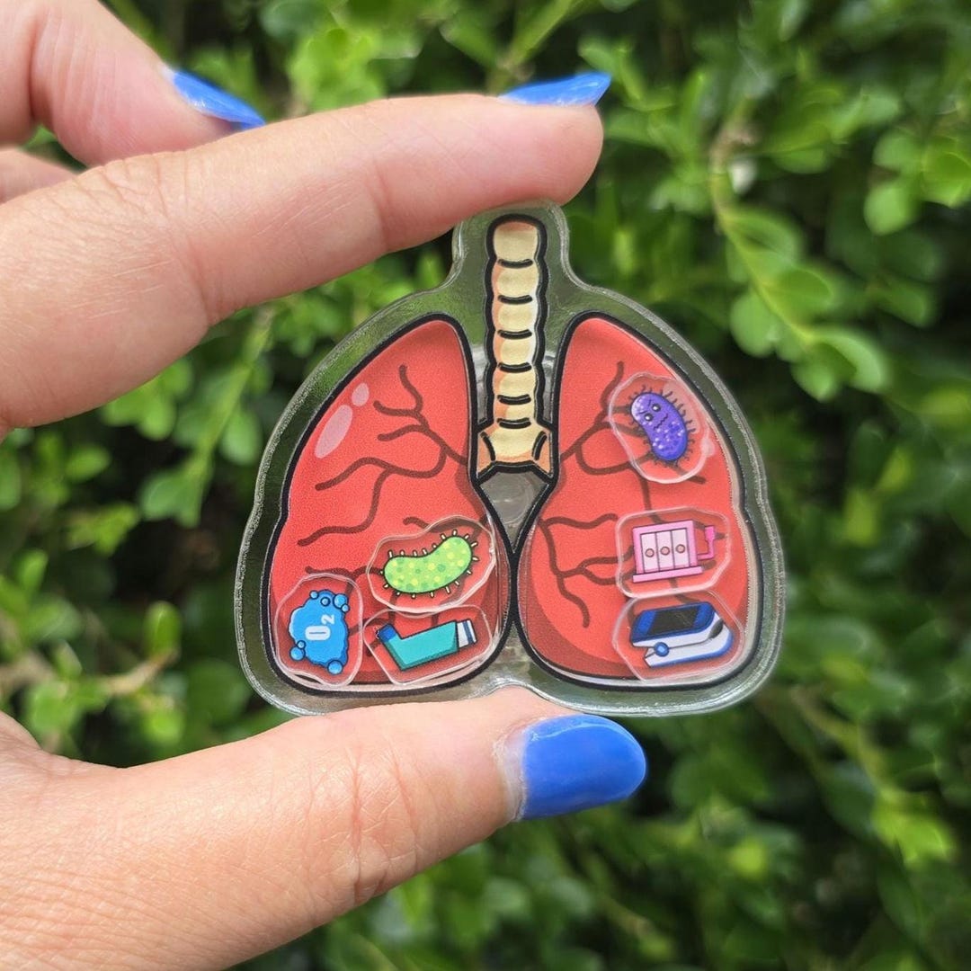 Lungs Badge Reel Nurse Respiratory Therapist Badge Reel Shaker Lungs ...