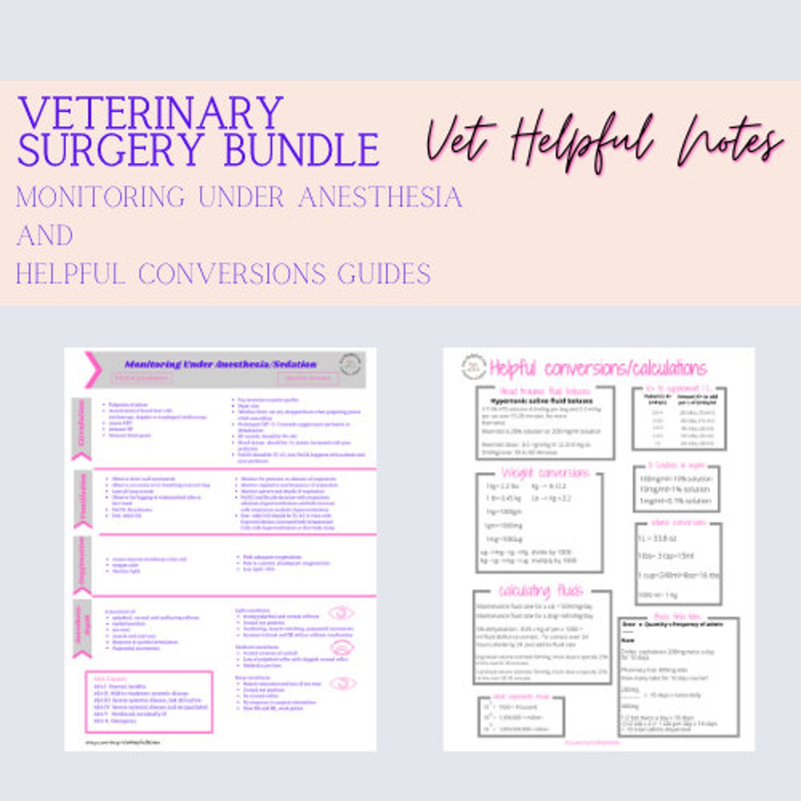 Veterinary Surgery Bundle, Vet Tech Notes, VTNE Prep - Etsy