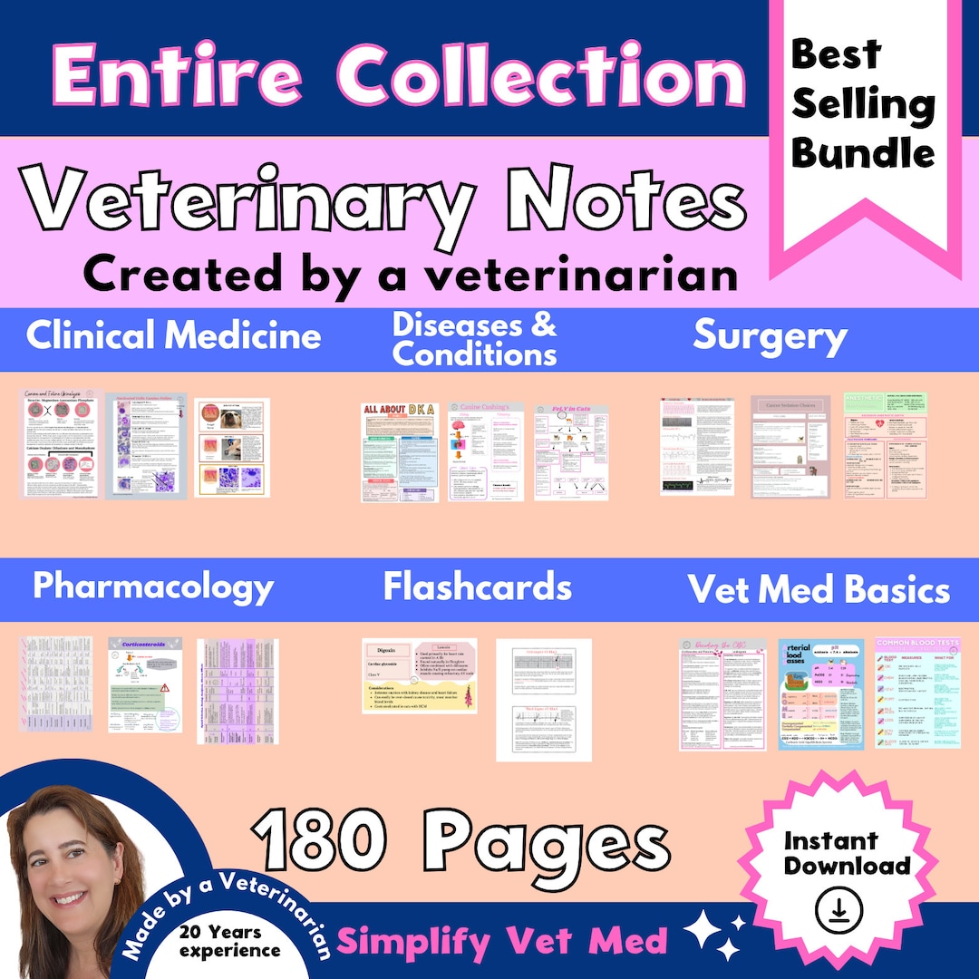 BEST SELLING 180 Page Vet Tech Notes Vet Med Study Guide - Etsy