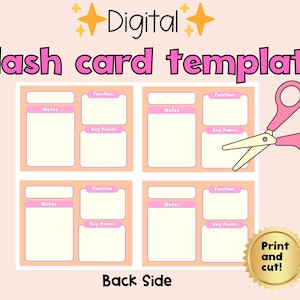 Fillable Flashcard Template Printable Blank Flashcards Digital Revision ...