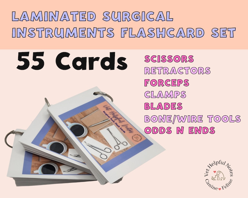 Vet Flash Cards Surgery Veterinary Flashcards Surgical - Etsy