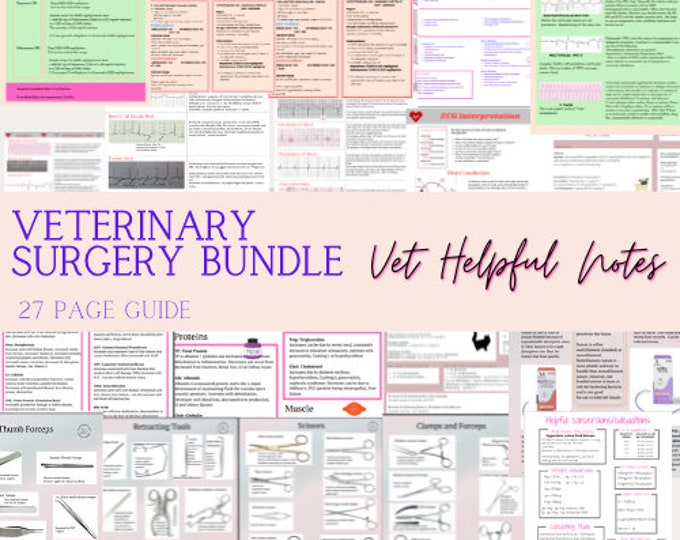 Veterinary Surgery Bundle Vet Tech Notes VTNE Prep - Etsy