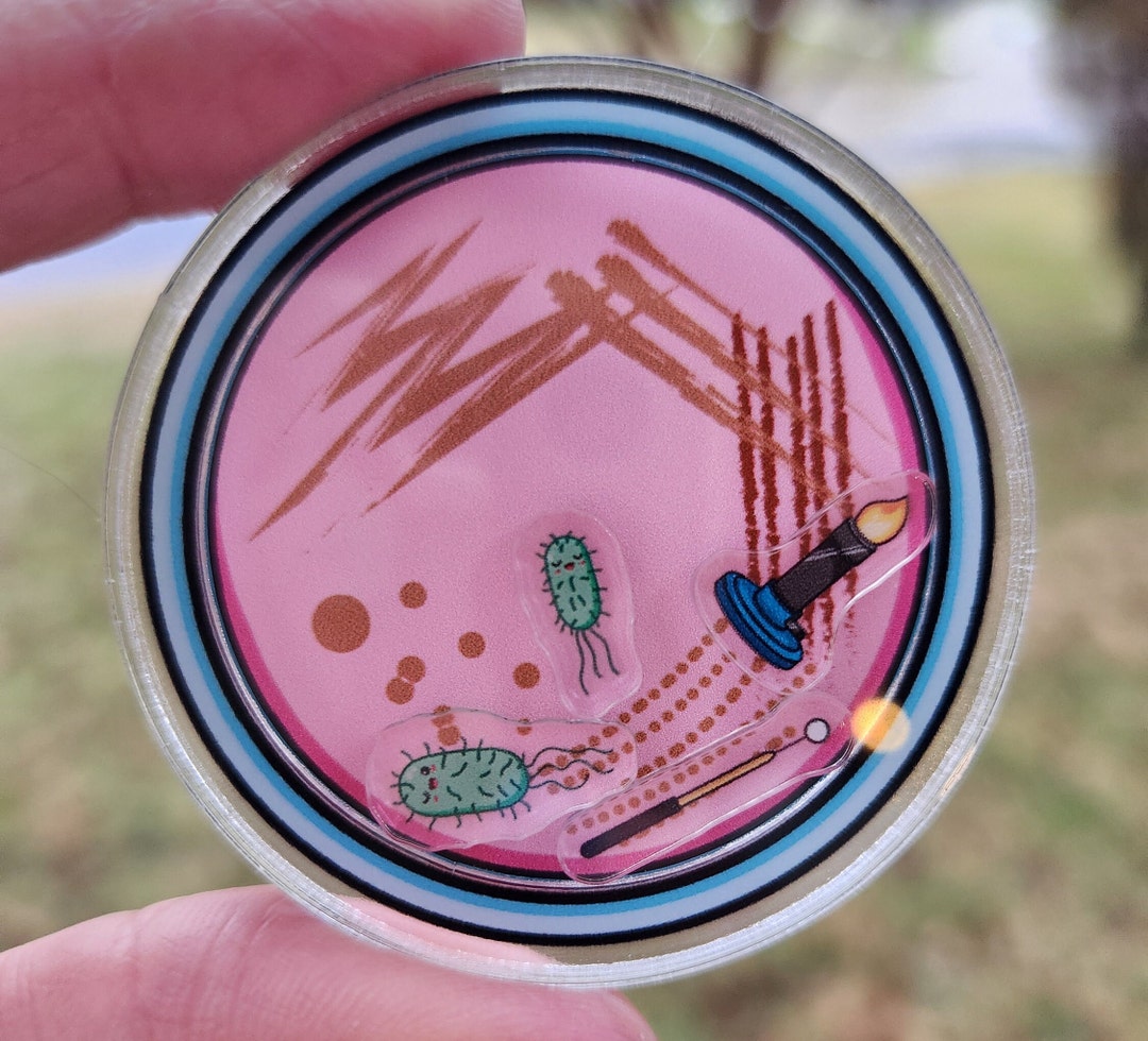 Science Petri Dish Gift Agar Plate Badge Reel Ecoli Bacteria Gift ...