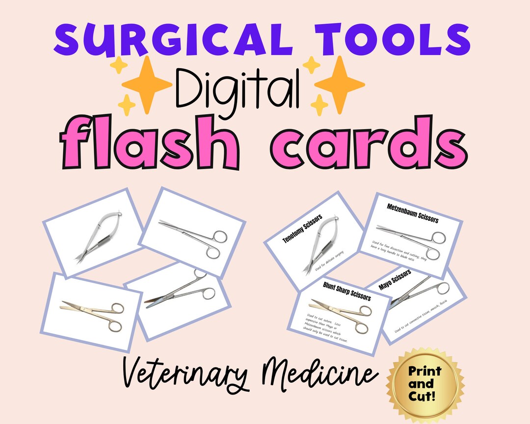 Digital Surgical Tools Veterinary Surgery Flash Cards Revision Vet ...