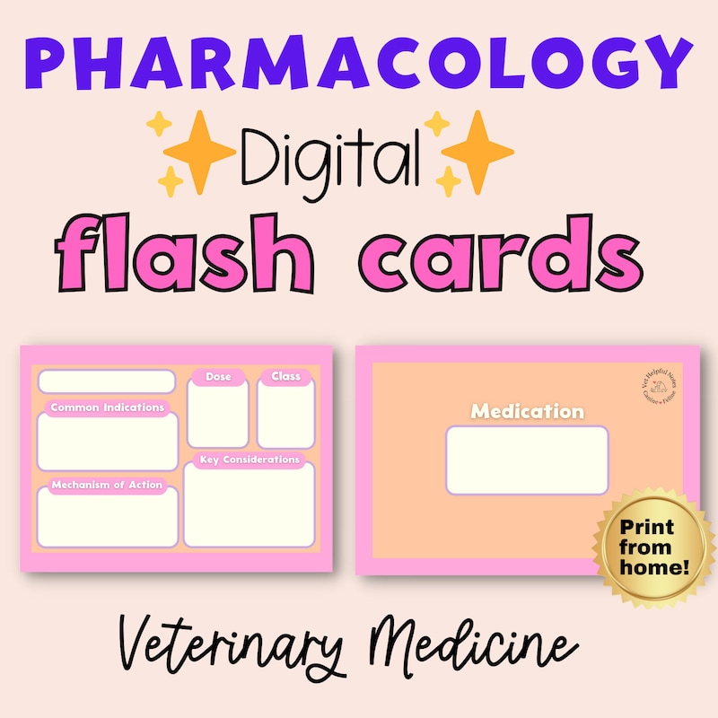 Pharmacology Flash Cards - Etsy
