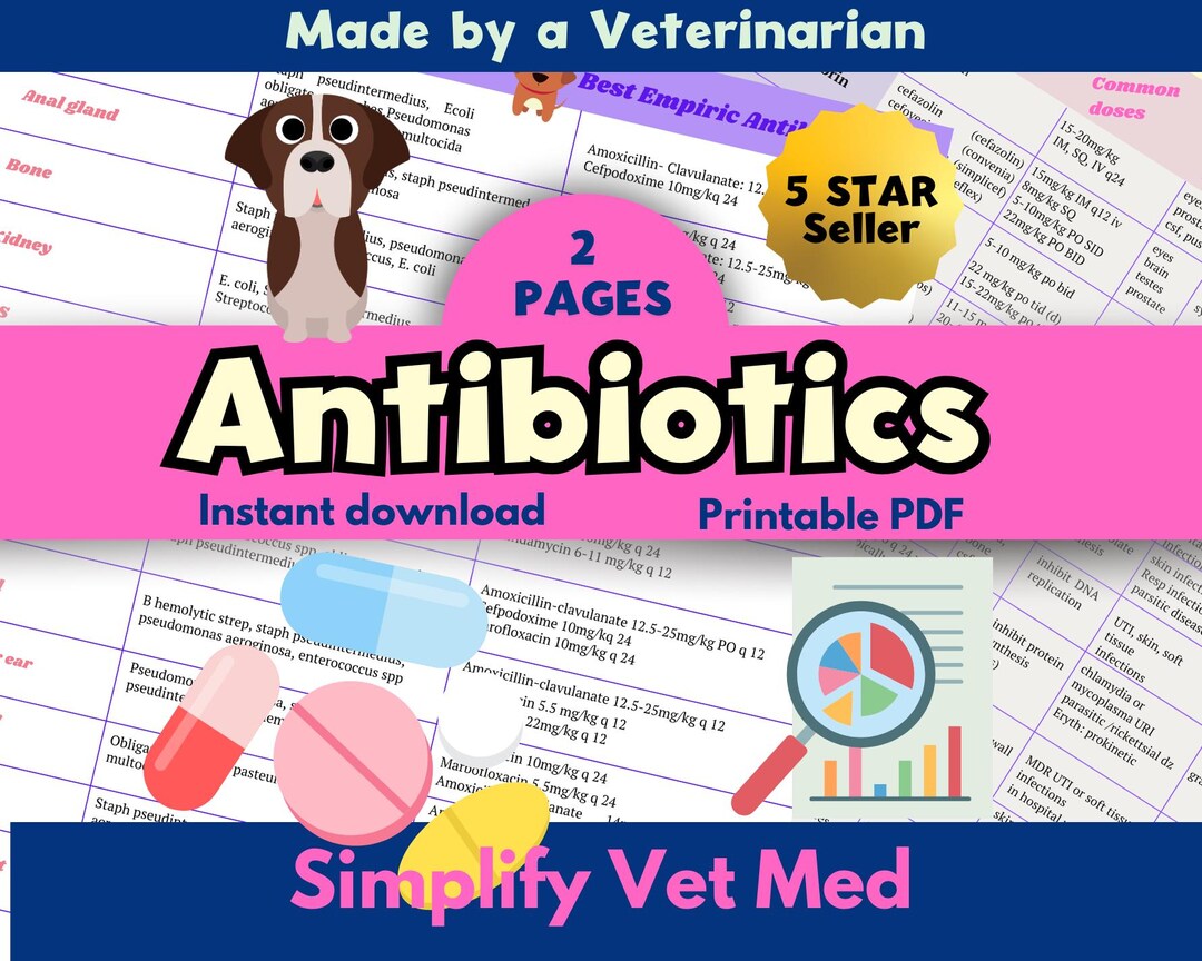 Veterinary Antibiotics Study Guide, Vet Tech Antibiotic Cheat Sheets ...