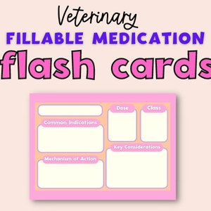 Drug Card Template Veterinary Pharmacology Flashcards Revision Vet ...