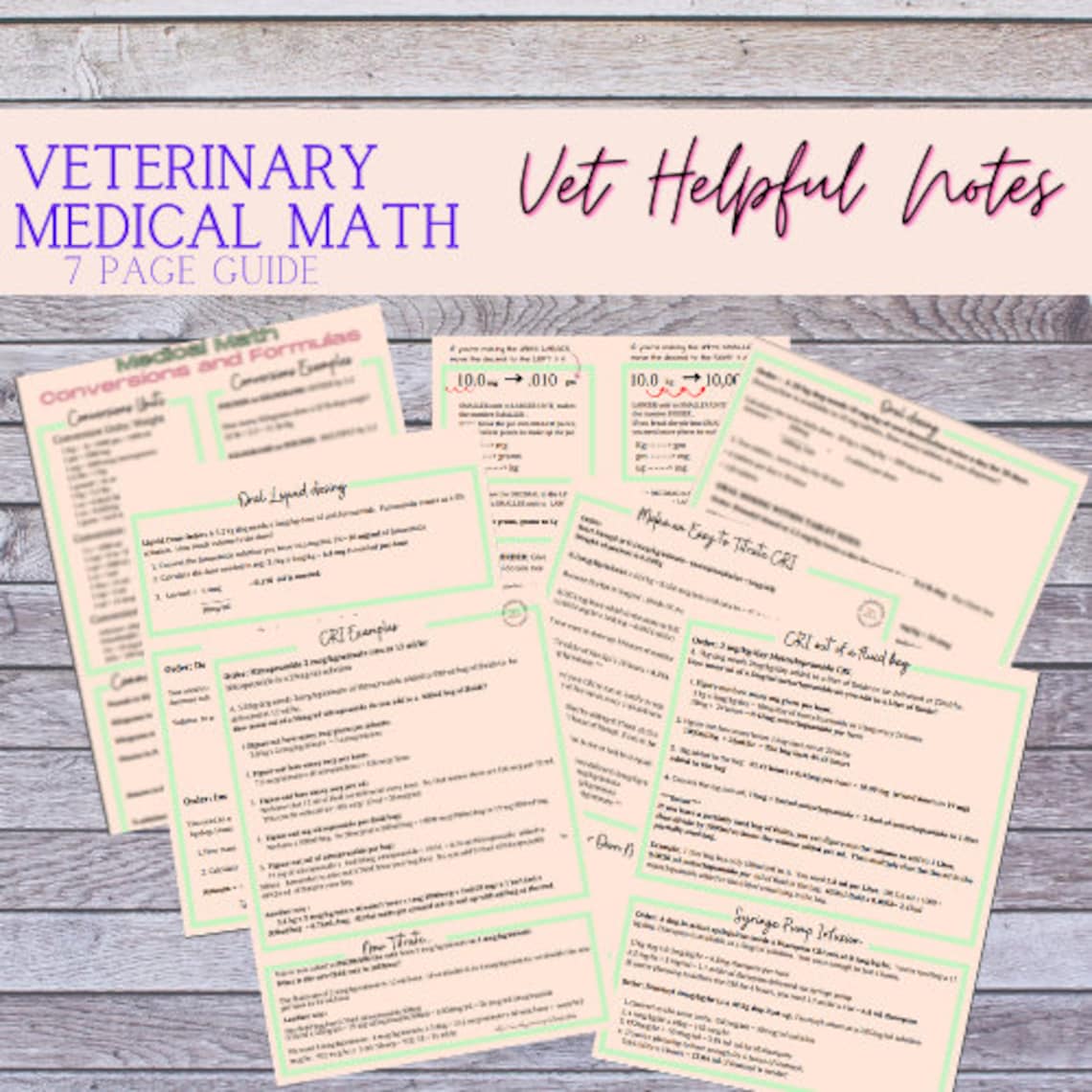 Vet Med Math Guide Vet Notes for Vet Techs Vet Students - Etsy
