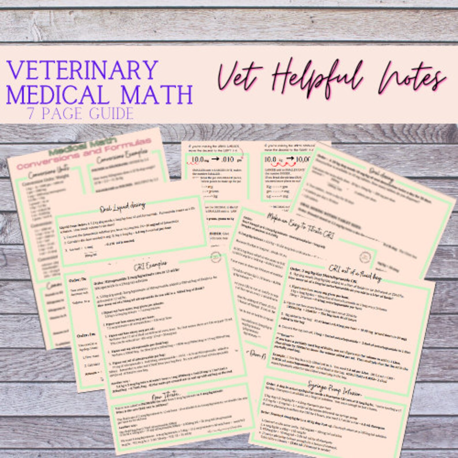 Vet Med Math Guide Vet Notes for Vet Techs Vet Students - Etsy