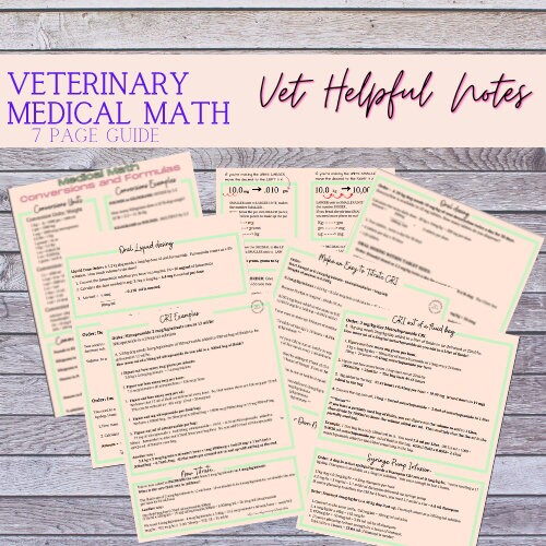 Vet Med Math Guide Vet Notes for Vet Techs Vet Students - Etsy Australia