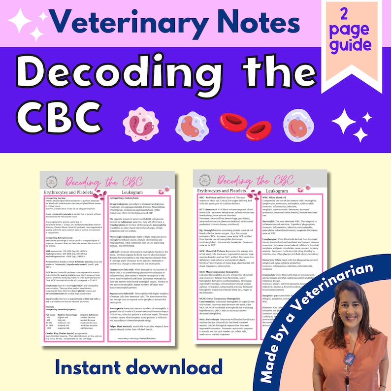 Veterinary CBC Interpretation Vet Tech Notes Vet Med Student Vet Nurse ...