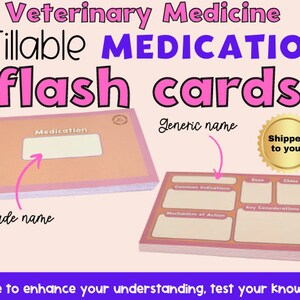Drug Card Template Veterinary Pharmacology Flashcards Revision Vet ...