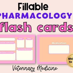 Drug Card Template Veterinary Pharmacology Flashcards Revision Vet ...