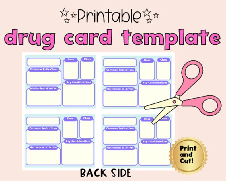 Digital Drug Card Template Veterinary Pharmacology Flash Cards - Etsy