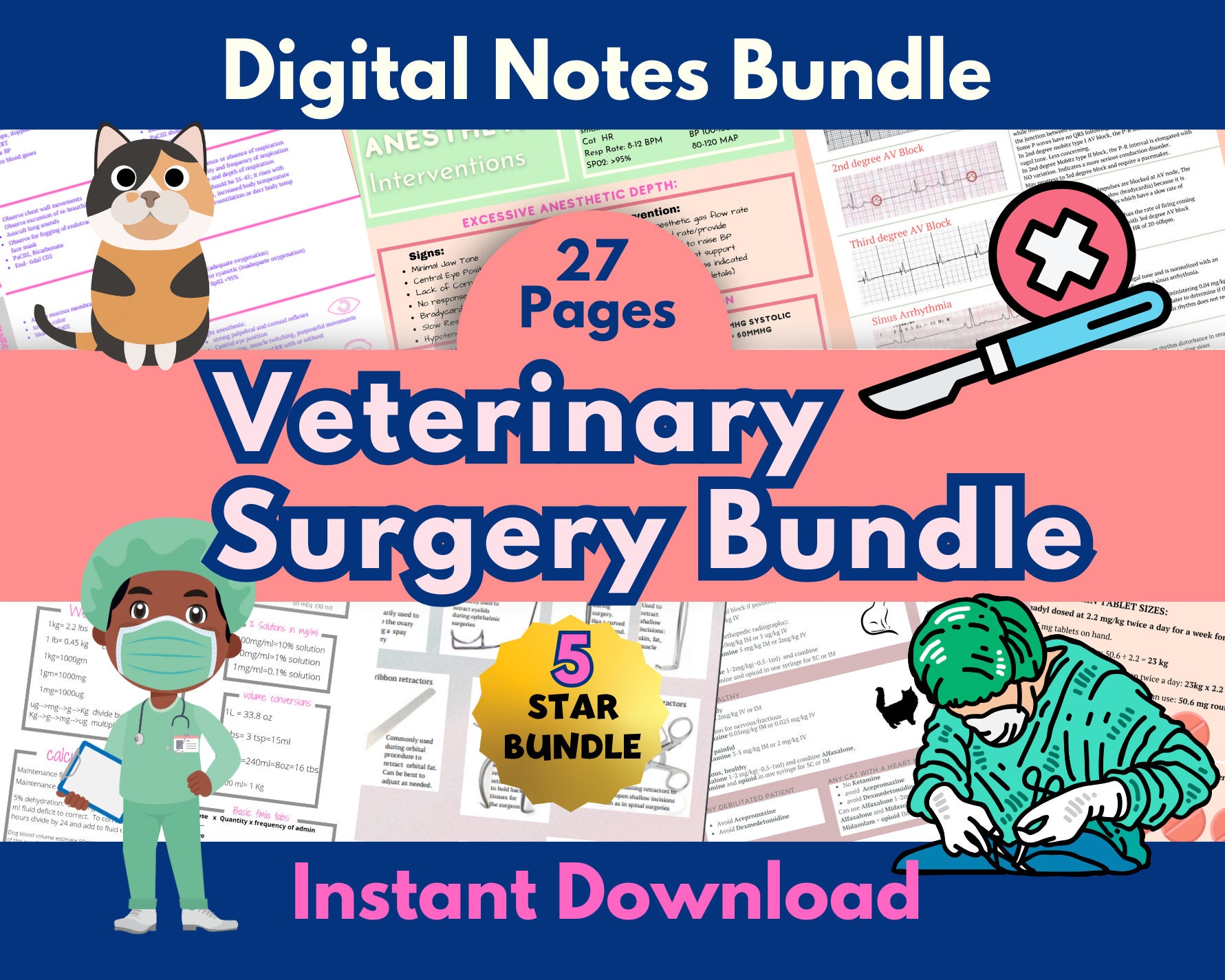 Veterinary Surgery Bundle, Vet Tech Notes, VTNE Prep - Etsy
