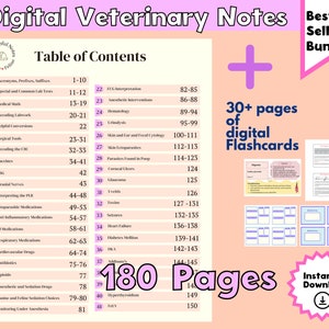 BEST SELLING 180 Page Vet Tech Notes, Vet Med Study Guide, VTNE Prep ...