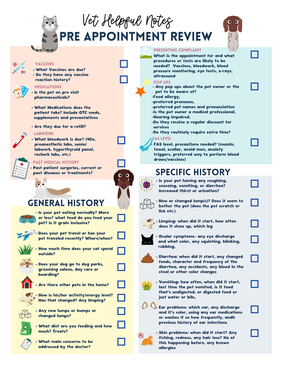 Vet Assistant Intake Form Veterinary History Form Vet Assistant History ...