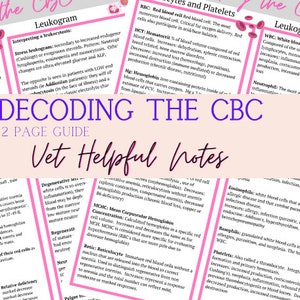 Veterinary CBC Interpretation Vet Tech Notes Vet Med Student Vet Nurse ...