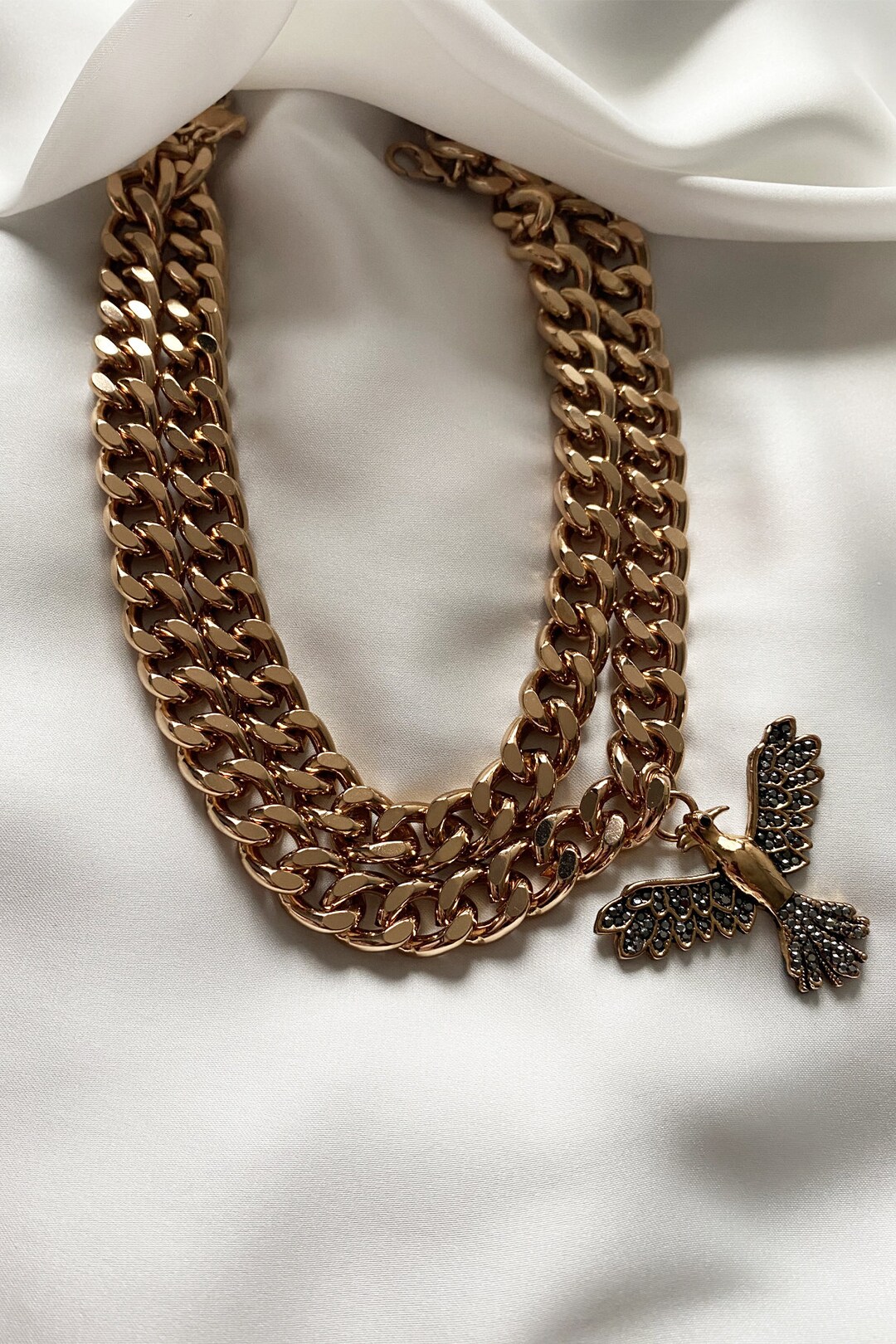 Phoenix Figured Double Row Tick Chain Choker , Bronze Necklace ...