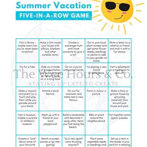 BINGO / Five-in-a-row Game - Summer Bucket List - EDITABLE in Canva or ...