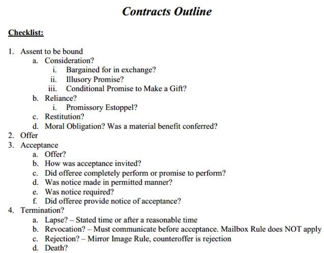 Contracts Law Outline - Etsy