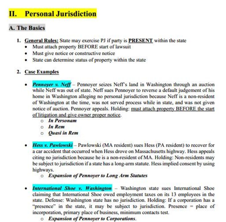 Civil Procedure Outline - Etsy