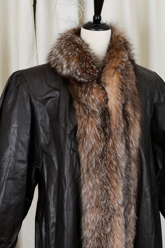 Leather Coat with Fox Fur Trim in size medium - Gem