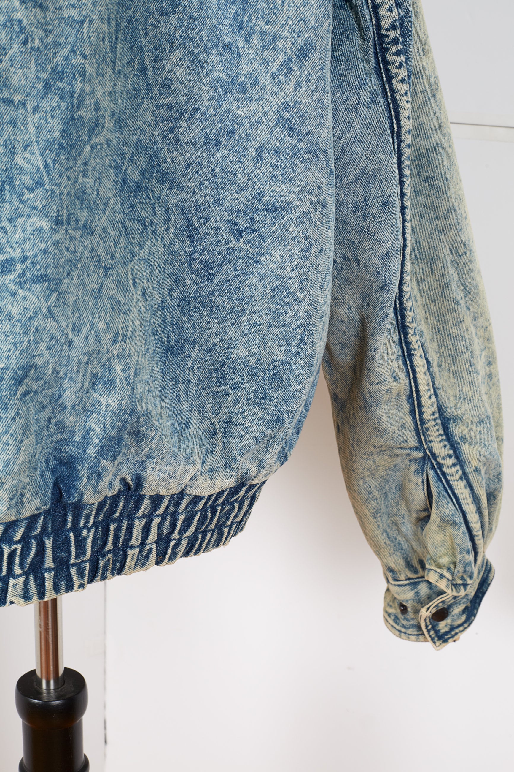 Vintage Acid Wash Denim Bomber Jacket With Double Collar - Etsy