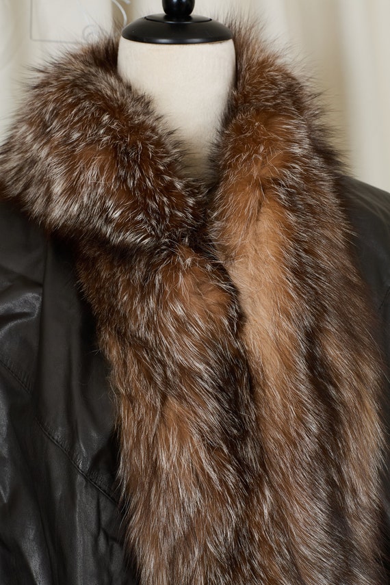 Leather Coat with Fox Fur Trim in size medium - Gem