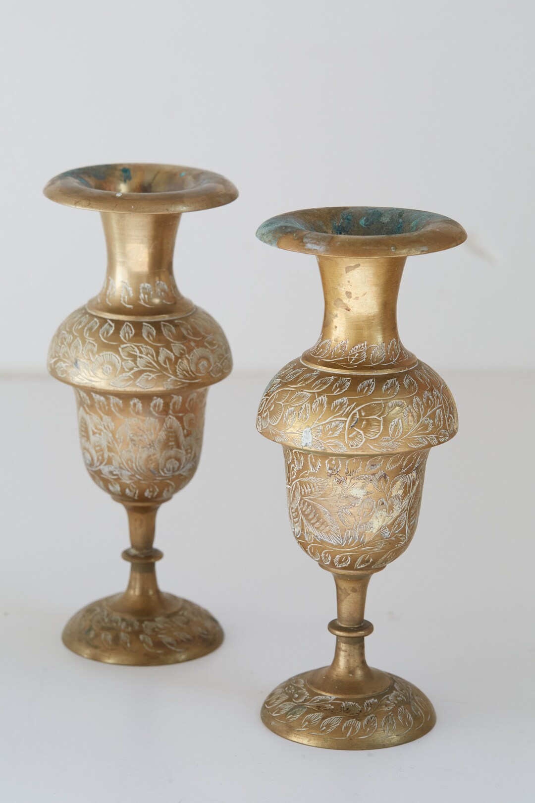 Vintage Brass Vase Pair - Etsy
