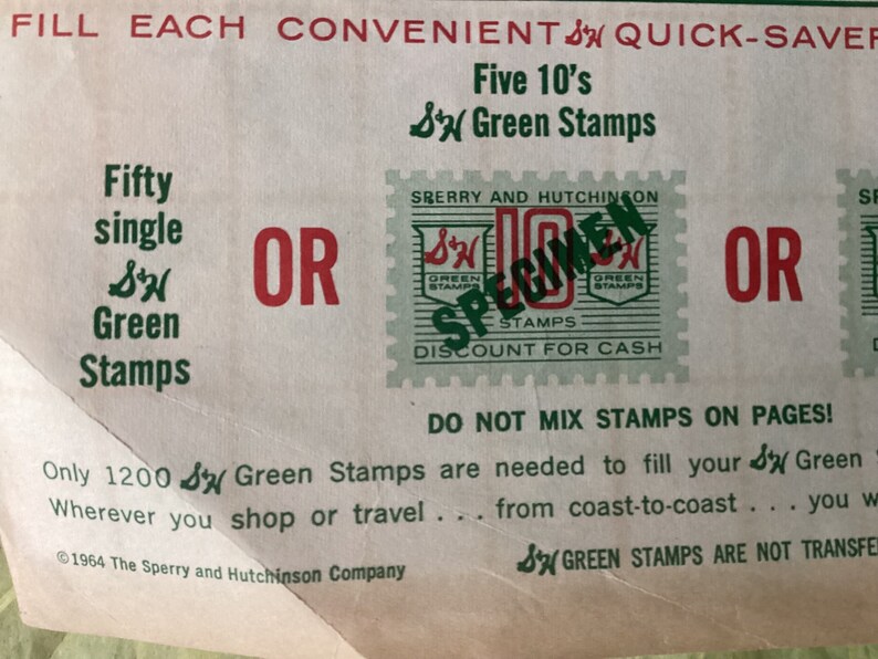 S&H Green Stamps, Vintage Circa 1960 - Etsy