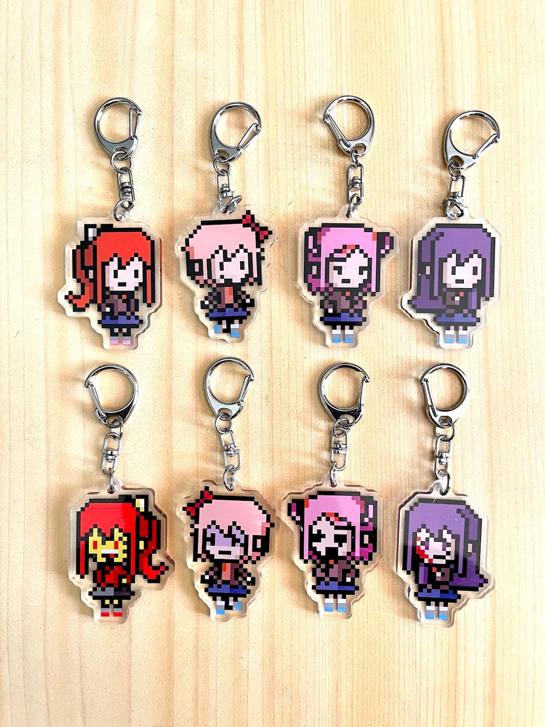 Doki Doki Literature Club 8-bit Style Double Sided Acrylic Charms Set ...