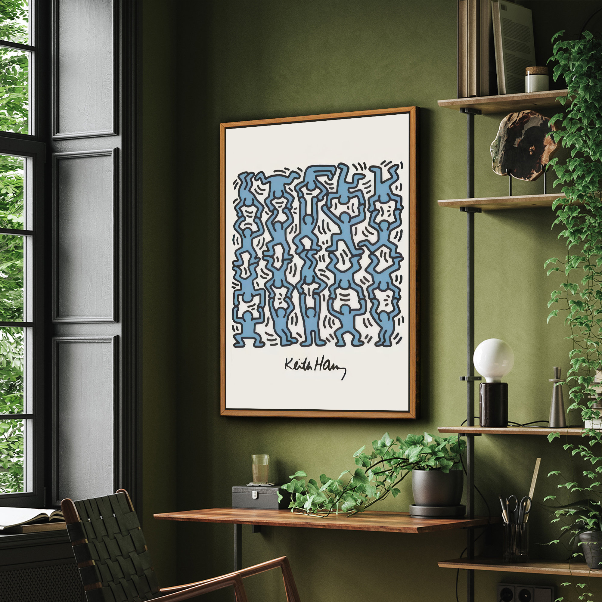 Klein Blue Keith Haring Style Art Print: Modern Framed Canvas - Etsy