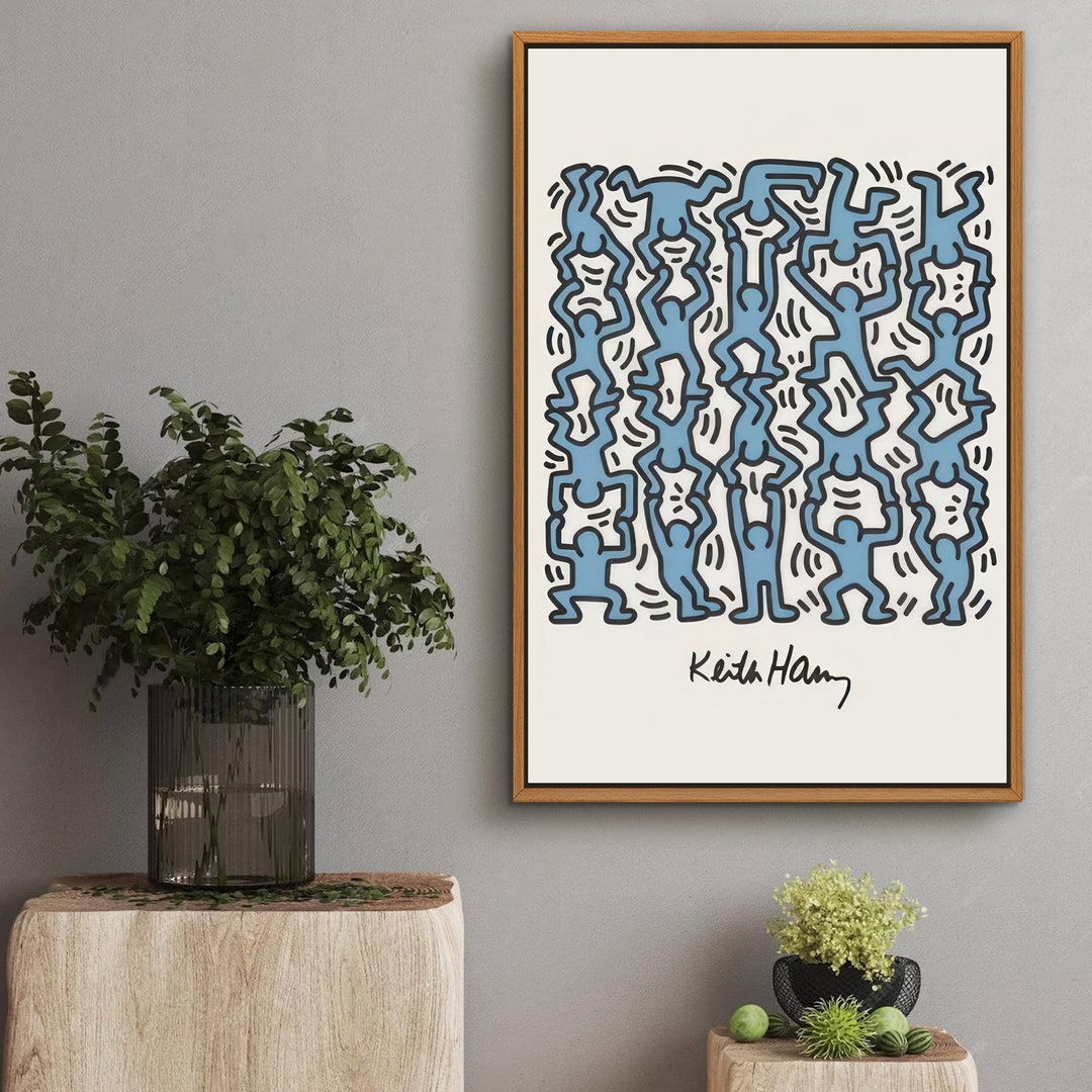 Klein Blue Keith Haring Style Art Print: Modern Framed Canvas - Etsy