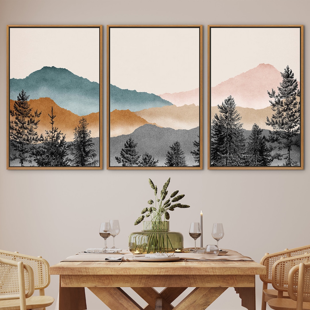 Abstract Mountain Canvas Print Set: Modern Vintage Wall Decor - Etsy