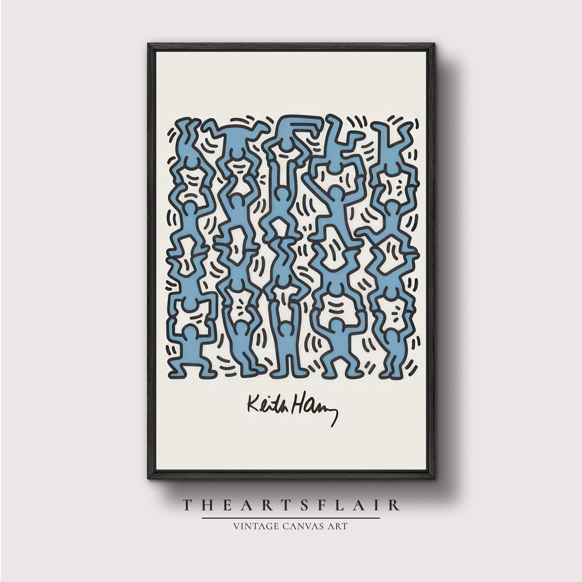 Klein Blue Keith Haring Style Art Print: Modern Framed Canvas - Etsy