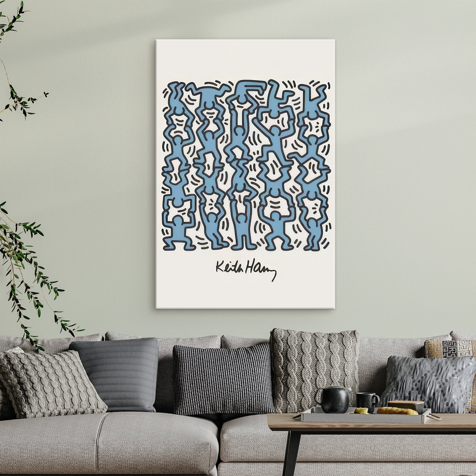Klein Blue Keith Haring Style Art Print: Modern Framed Canvas - Etsy