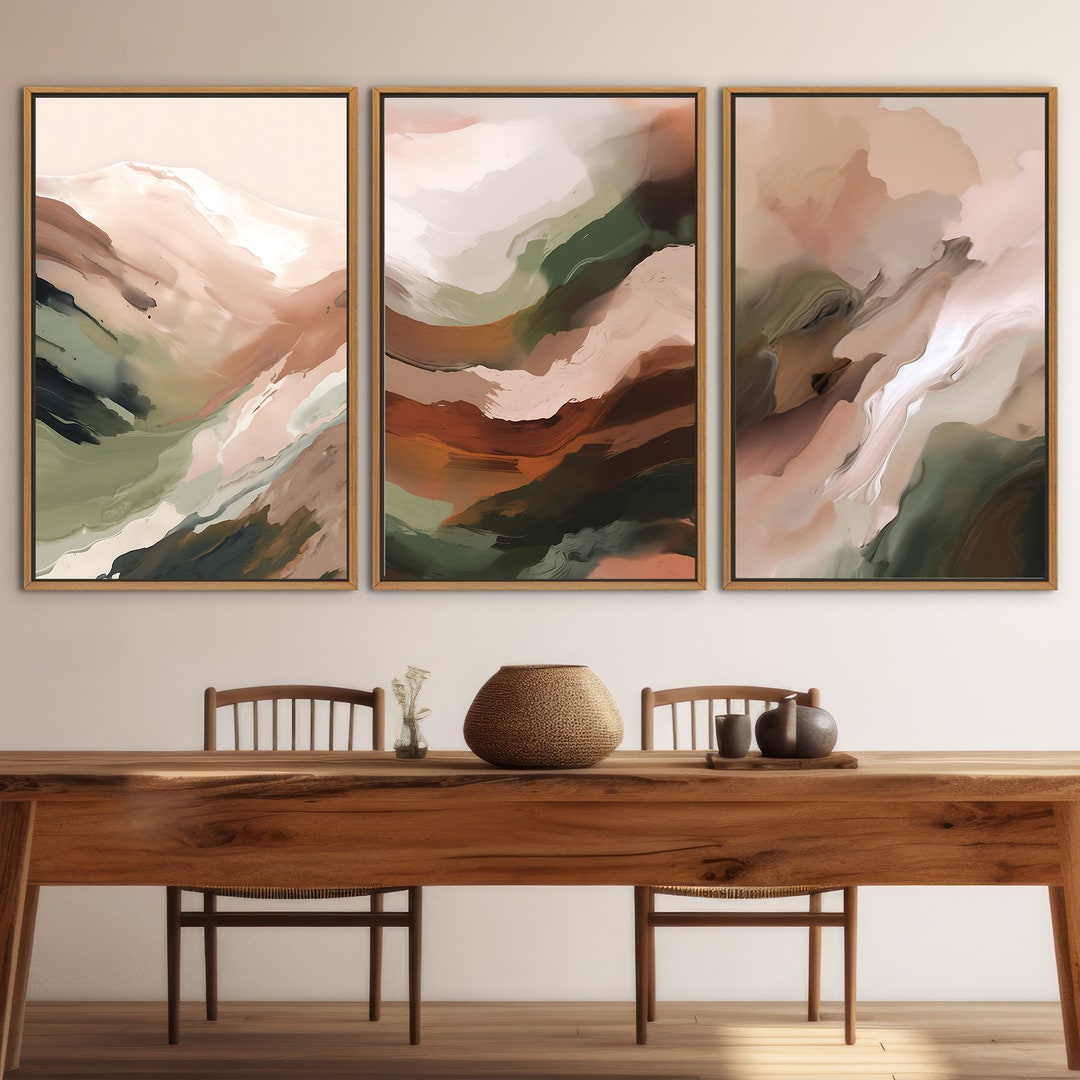 Abstract Set of Three Wall Art Print, Nature Framed Large Gallery Art ...
