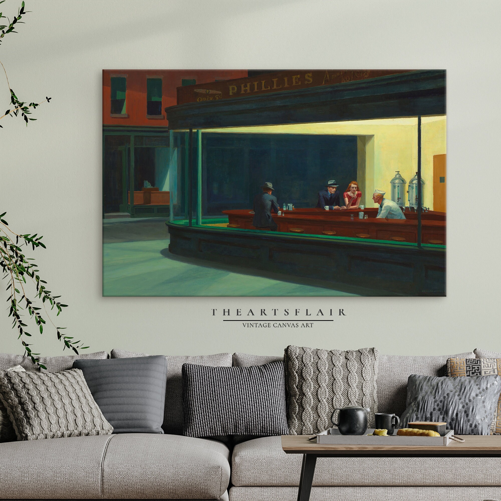 Nighthawks Diner Print by Edward Hopper: Modern Framed Gallery Wall Art ...